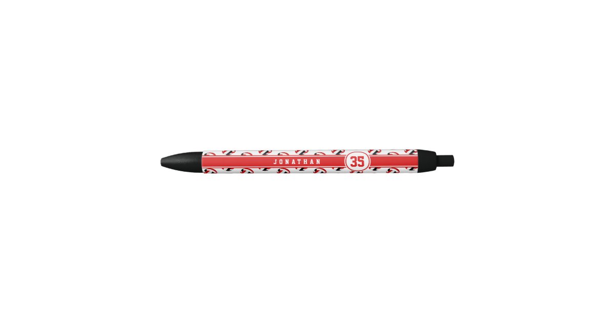 red black volleyball team colors player name pen | Zazzle