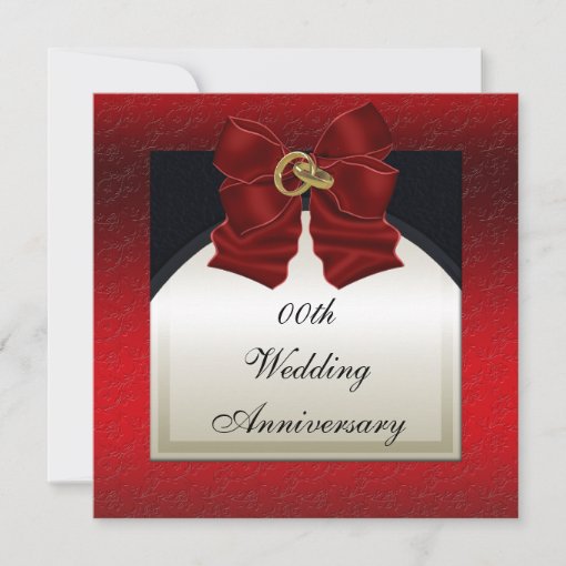 Red Black Wedding Anniversary Invitation | Zazzle