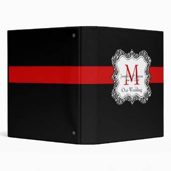 Red Black Wedding Planner Binders Zebra Print | Zazzle