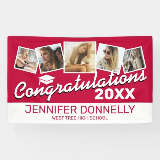 Red Black White Congrats Graduate Banner | Zazzle