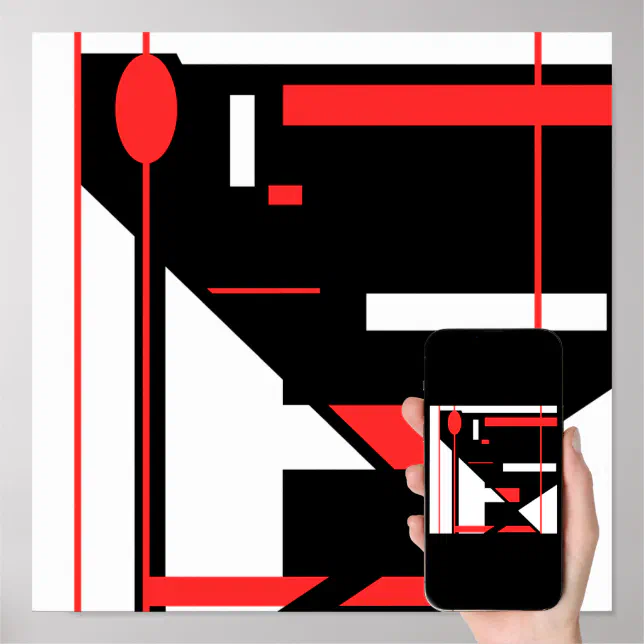 Red Black White Geometric MCM-like Design Poster | Zazzle
