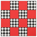 Red Black and White Squares Geometric Pattern Fabric | Zazzle