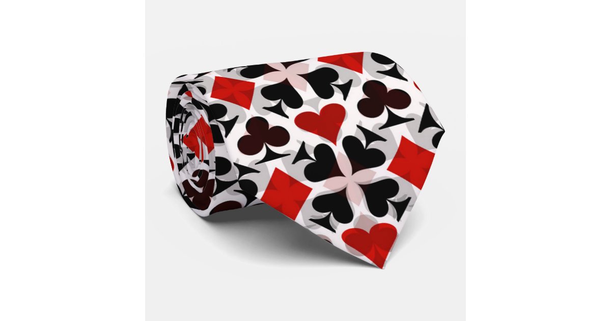 Red, Black & White Playing Card Symbols Pattern Neck Tie | Zazzle