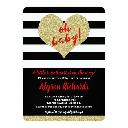 Red black white Valentines Day baby shower Invitation | Zazzle.com