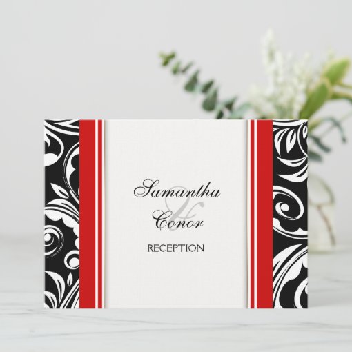Red black white wedding engagement invitation | Zazzle