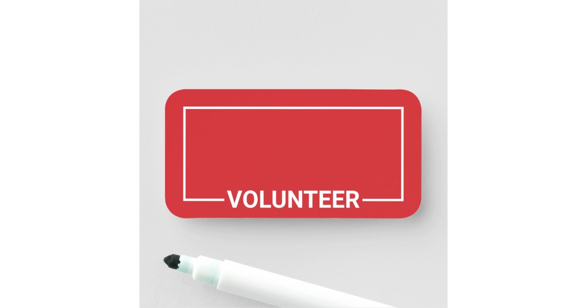 Red Blank Volunteer Name Tag | Zazzle