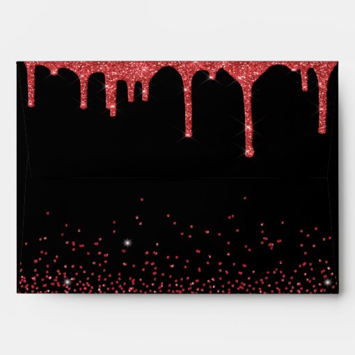 Red blood glitter dripping vampire black envelope | Zazzle