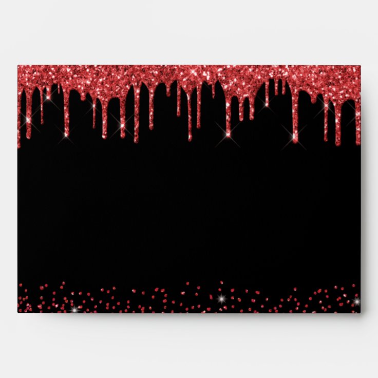 Red blood glitter dripping vampire black envelope | Zazzle