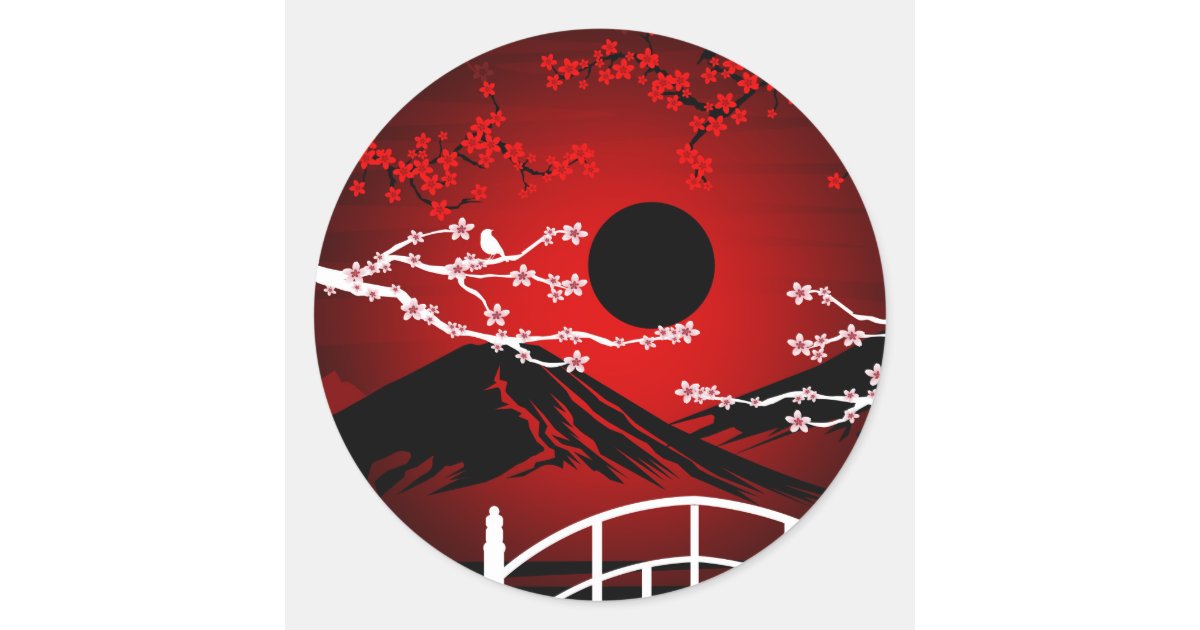 Red Blossom Classic Round Sticker | Zazzle