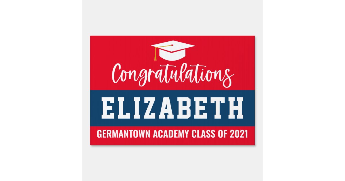 Red, Blue and White Congratulations Yard Sign | Zazzle.com