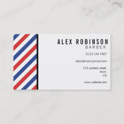 Red, blue and white stripes barber business card | Zazzle