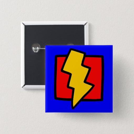 Red Blue and Yellow Lightning Bolt Button | Zazzle