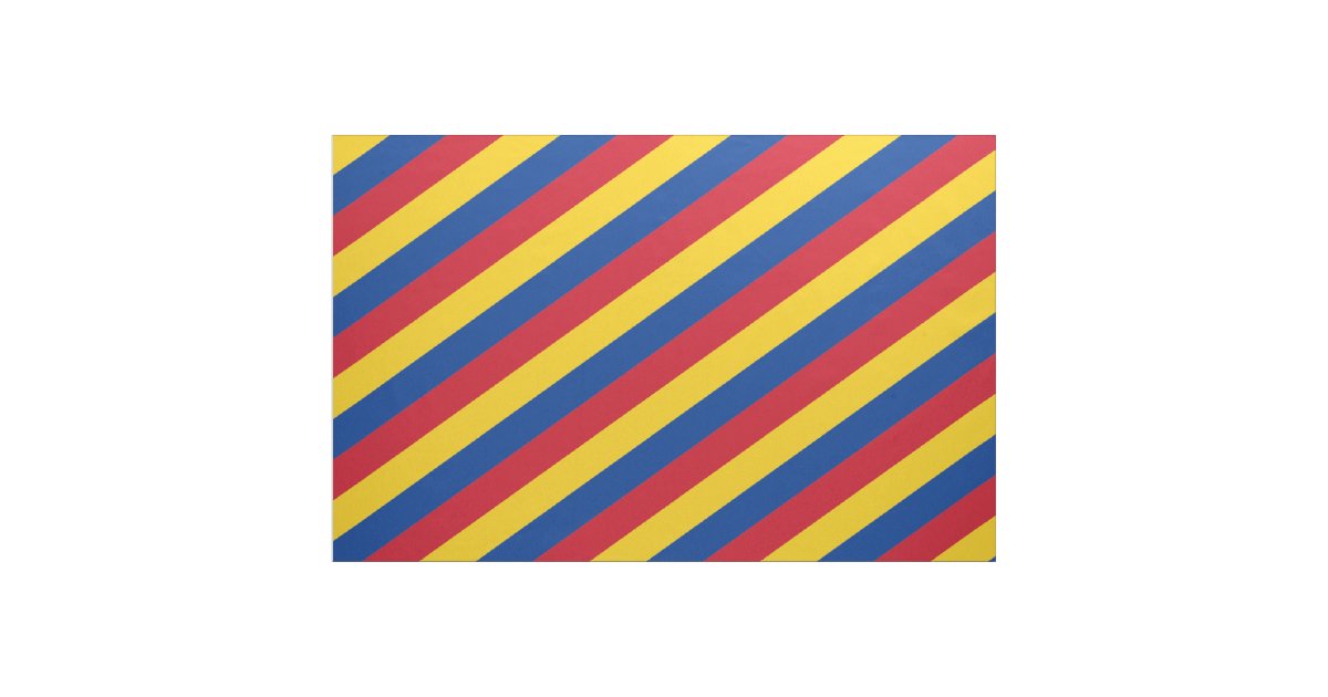 Red, blue and yellow striped pattern fabric | Zazzle