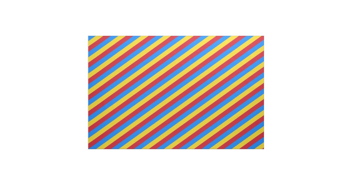Red, blue and yellow striped pattern fabric | Zazzle