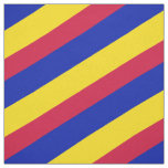 Red, blue and yellow striped pattern fabric | Zazzle