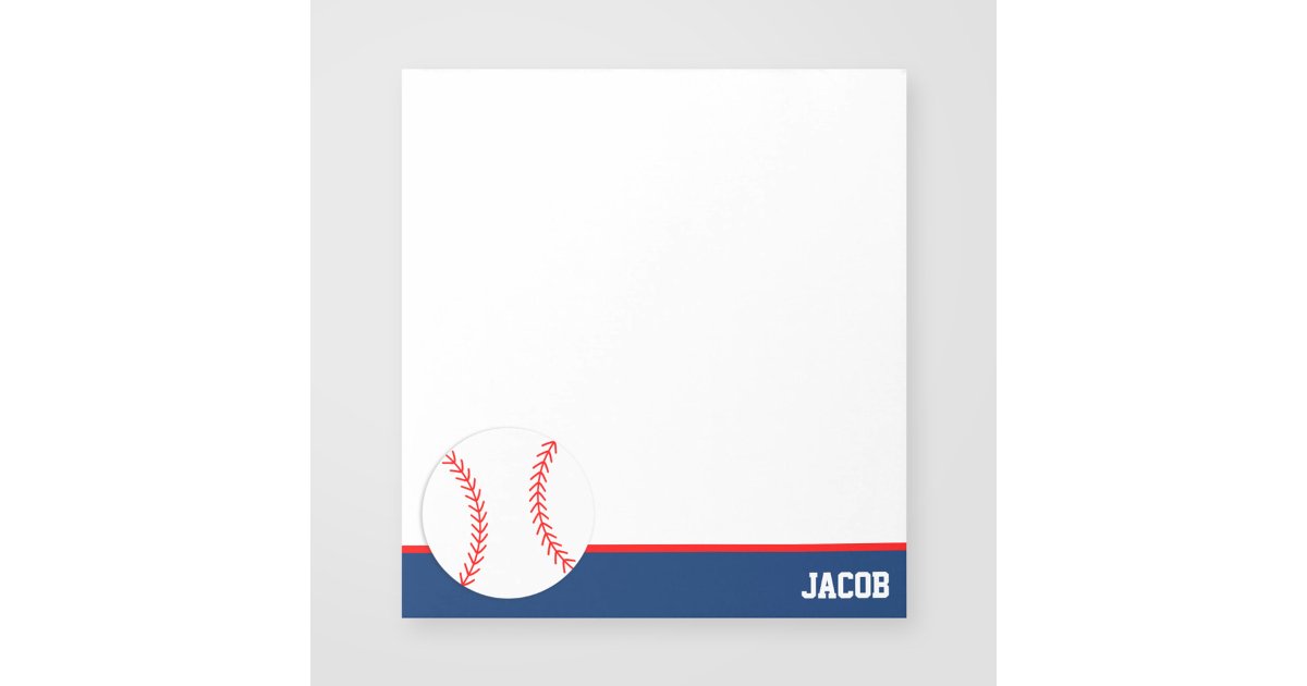 Red Blue Baseball Personalized Notepad | Zazzle