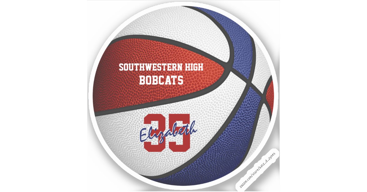 Red blue basketball girls boys team colors sticker | Zazzle