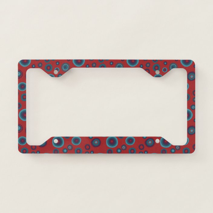 Red Blue Bubbles Modern Circles Pattern License Plate Frame | Zazzle.com