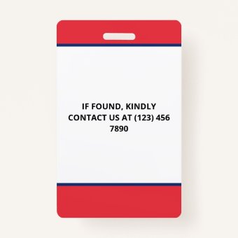 Red Blue Photo & Logo Press ID Badge | Zazzle