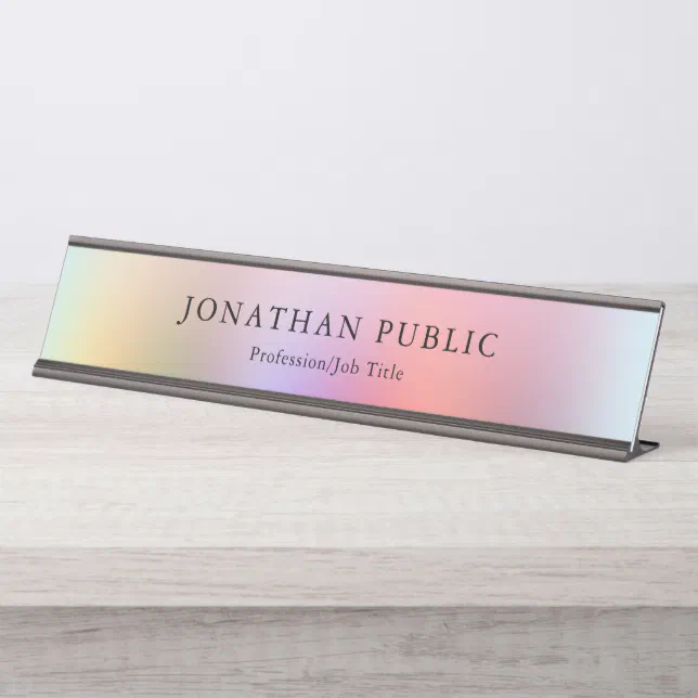 Red Blue Purple Green Yellow Colorful Template Desk Name Plate | Zazzle