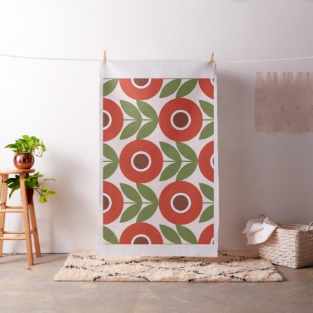 Retro Scandinavian Blue Pattern Fabric | Zazzle