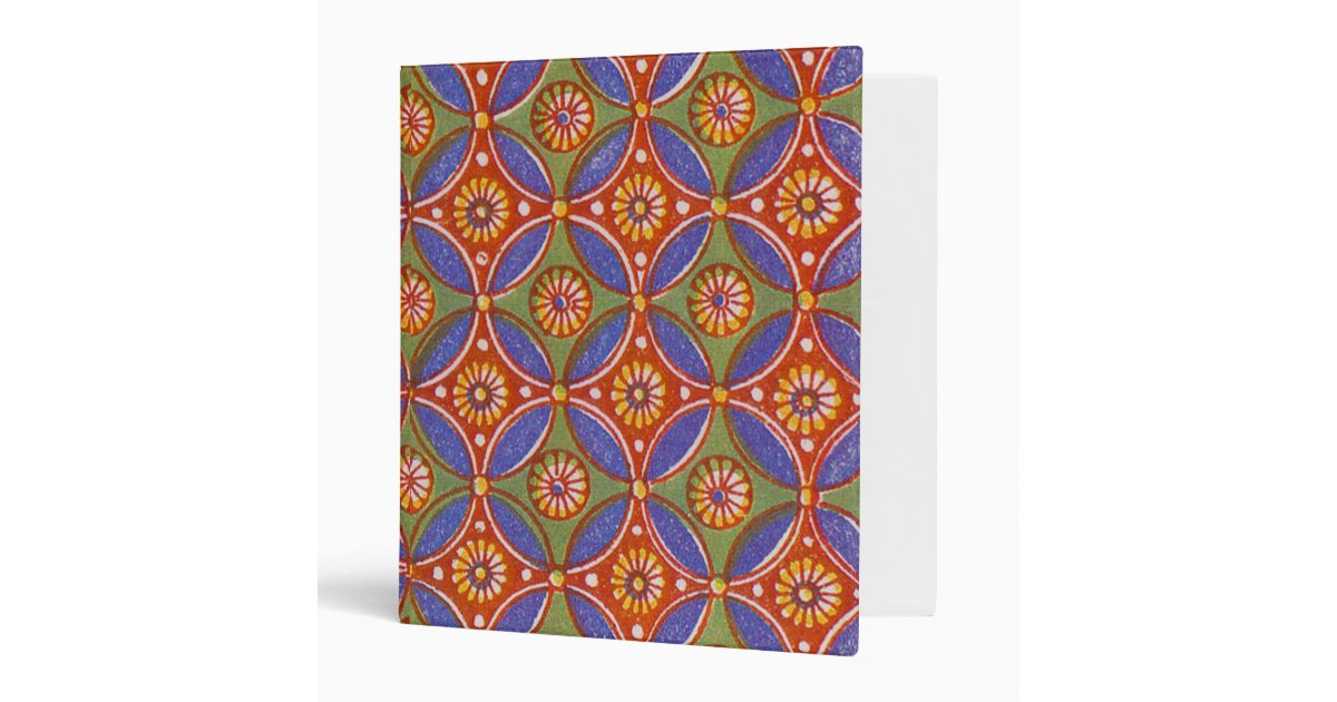 Red Blue Rustic Colorful Circle Egypt Art Pattern 3 Ring Binder | Zazzle