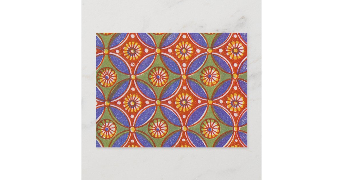 Red Blue Rustic Colorful Circle Egypt Art Pattern Postcard | Zazzle