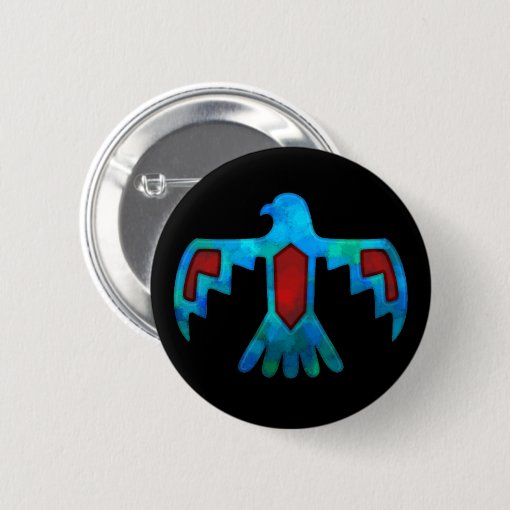 Red & Blue Thunderbird Button | Zazzle