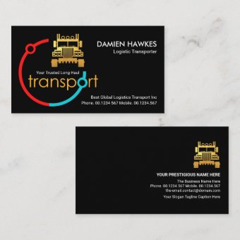 Red Blue Transport Global Orbits Logistics Driver Business Card | Zazzle