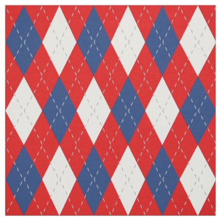Red Argyle Pattern Fabric | Zazzle