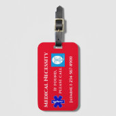 Red Blue White Text CPAP Luggage Tag | Zazzle