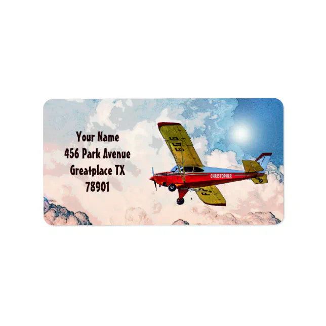 Red Blue Yellow Personal Aircraft With Your Name Label | Zazzle