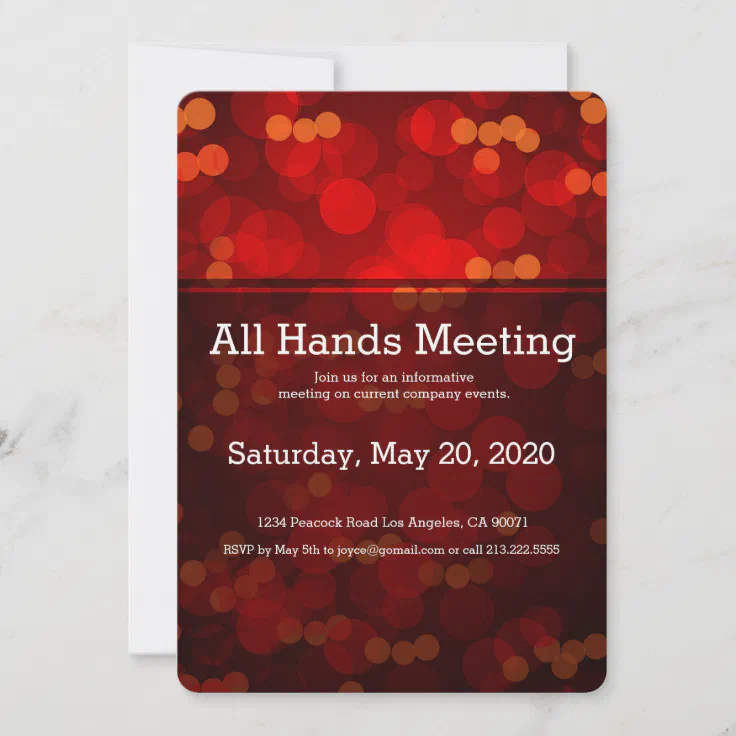 Red Blurry Lights All Hands Meeting Invitation | Zazzle