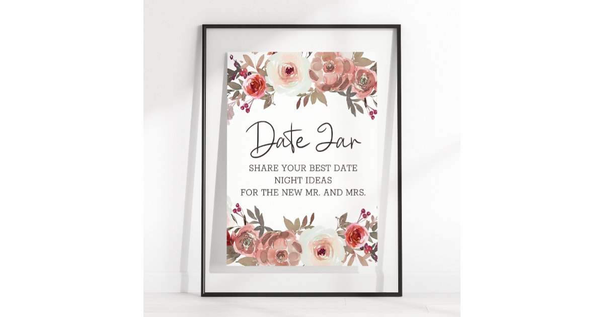 Red Blush Floral Roses Date Night Poster | Zazzle