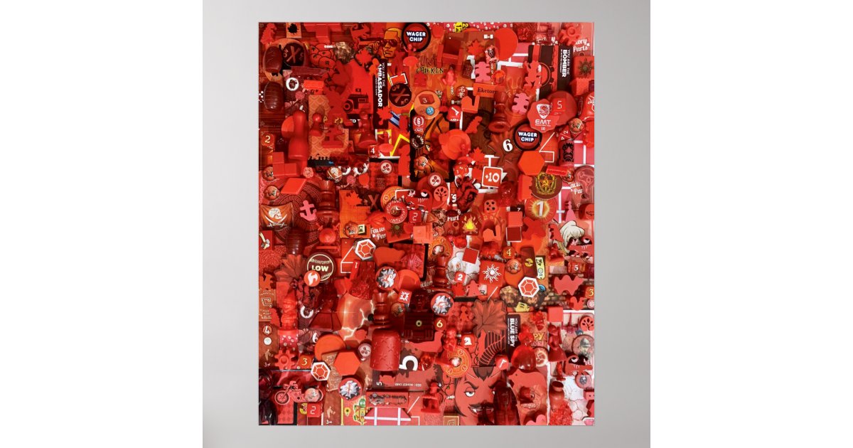 Red board game pieces collage poster | Zazzle