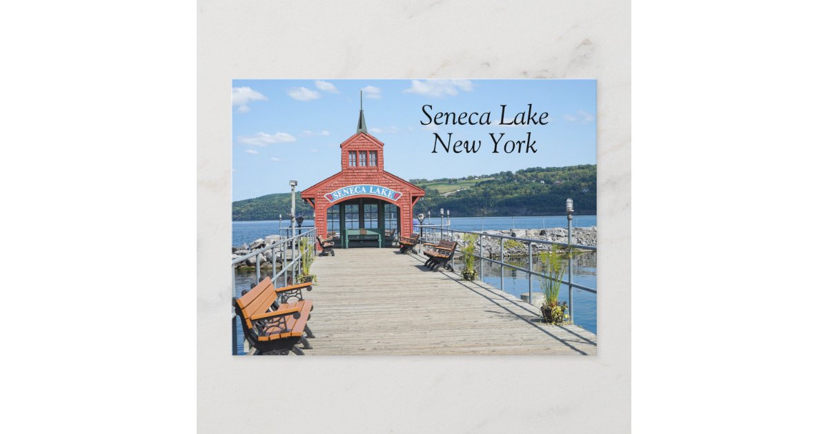 Red boathouse on Seneca Lake Postcard | Zazzle