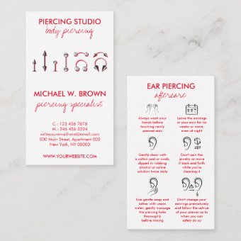 Red Body Jewelry Piercings Business Card | Zazzle