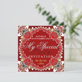 Red Bohemian Special Party Invitation | Zazzle