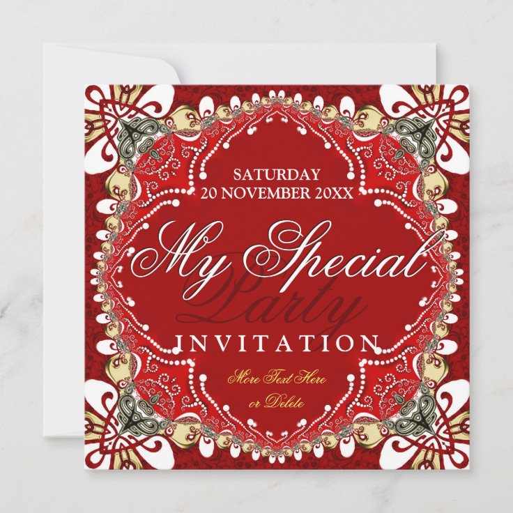 Red Bohemian Special Party Invitation | Zazzle