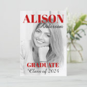 Red bold typography Class of 2024 graduation photo Invitation | Zazzle