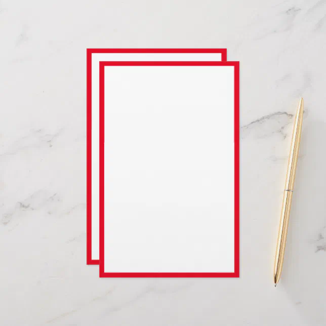 Red Border Edges White Blank Classy Custom Trendy Stationery | Zazzle