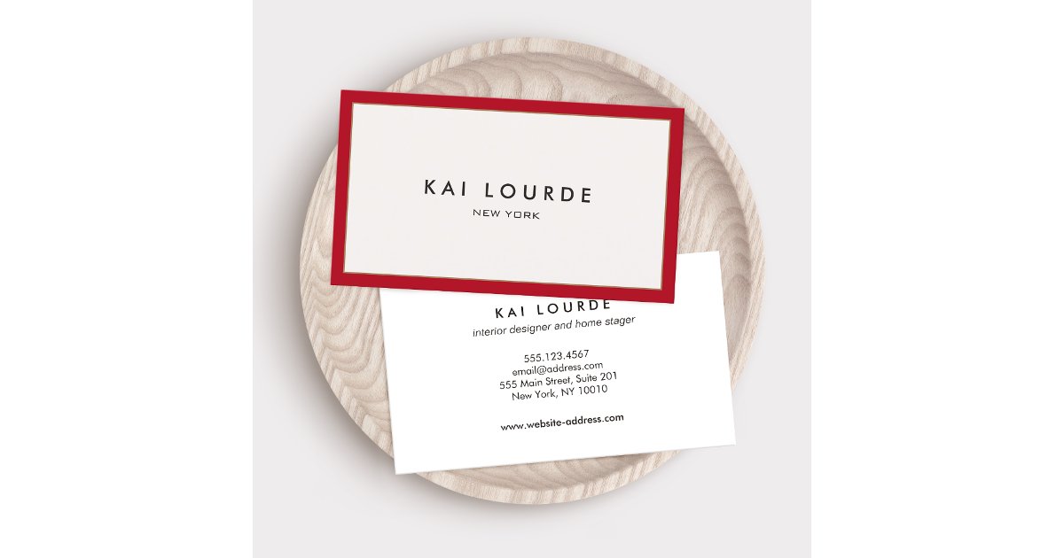Red Border Modern Professional Business Card | Zazzle
