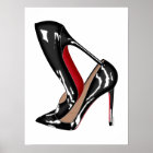 Black Stiletto Red Bottom Heels Poster | Zazzle.com