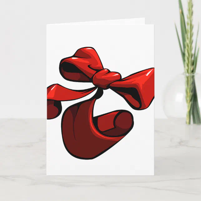 Red bow Christmas card | Zazzle