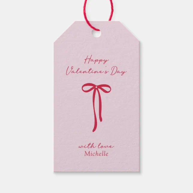 Red Bow Happy Valentine's Day Gift tags | Zazzle