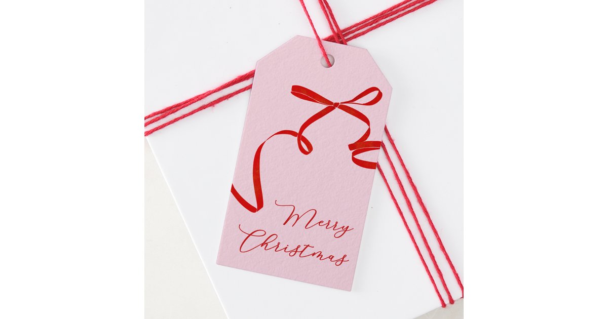 Red Bow Merry Christmas Gift Tag | Zazzle