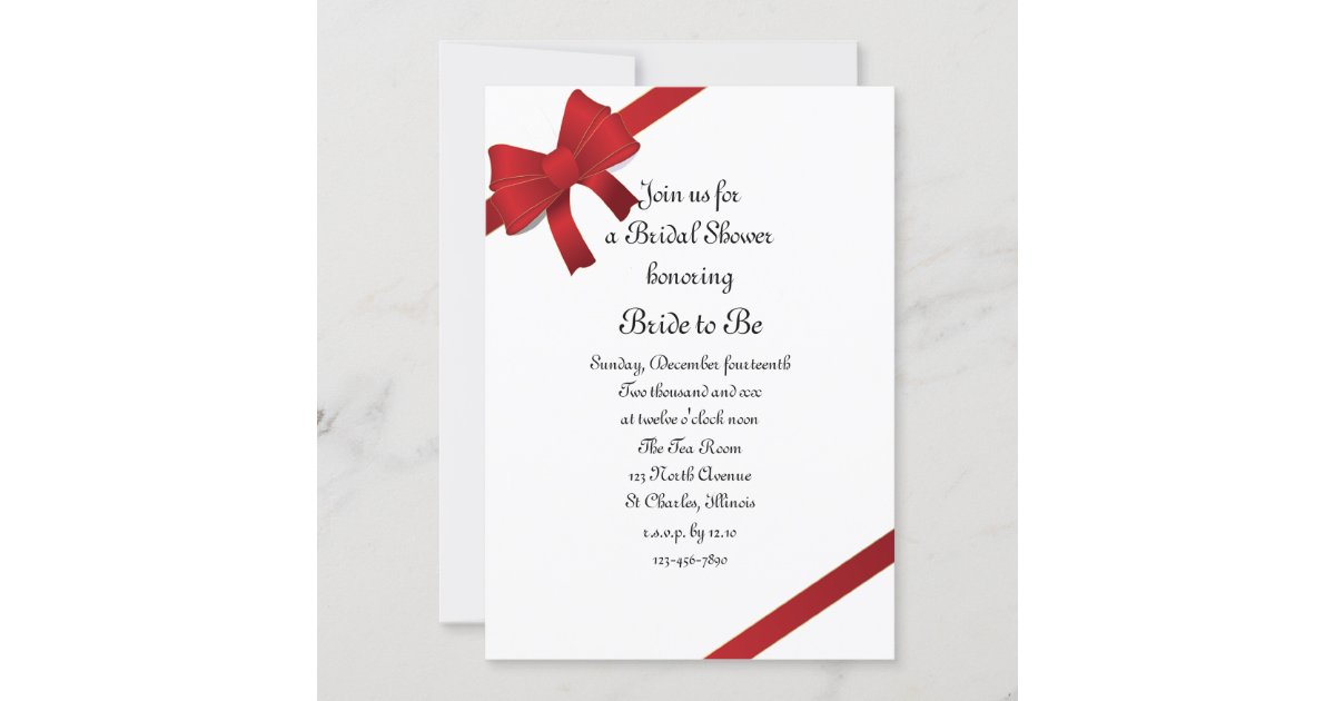 Red Bows Winter Bridal Shower Invitation | Zazzle
