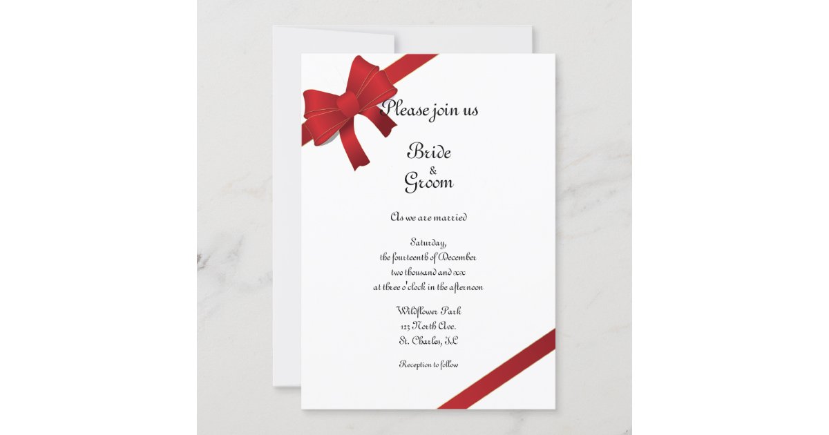 Red Bows Winter Wedding Invitation | Zazzle.com