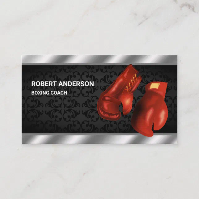 Red Boxer Gloves Professional Boxing Coach Trainer Business Card | Zazzle