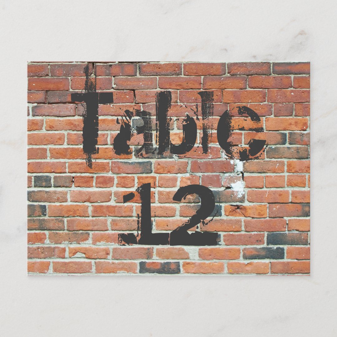 Red Brick Graffiti Reception Table Numbers | Zazzle